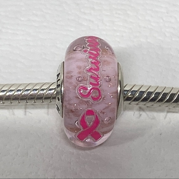 Pandora | Jewelry | Pandora Murano Bead Pink Ribbon Breast Cancer ...